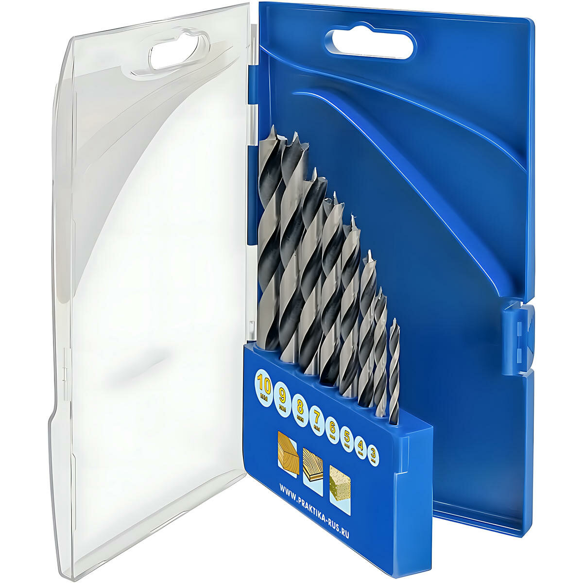 Набор сверл по дереву 5 шт. (4-10 мм, про-кассета) Профи ПРАКТИКА 640-353
