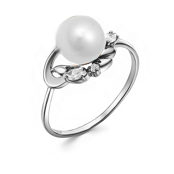 Кольцо JEWELIN, серебро, 925 проба, родирование, жемчуг, фианит