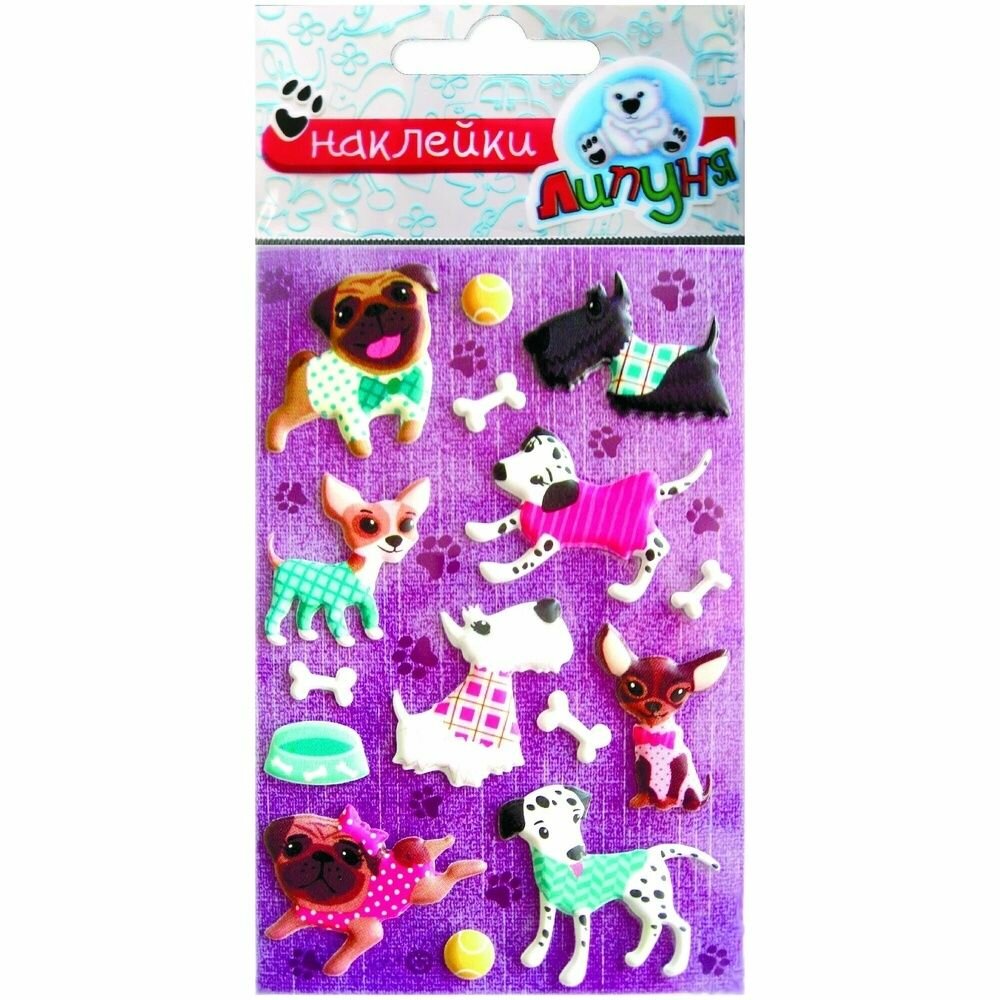 Наклейки Babyline "Собаки 4", зефирные, многоразовые