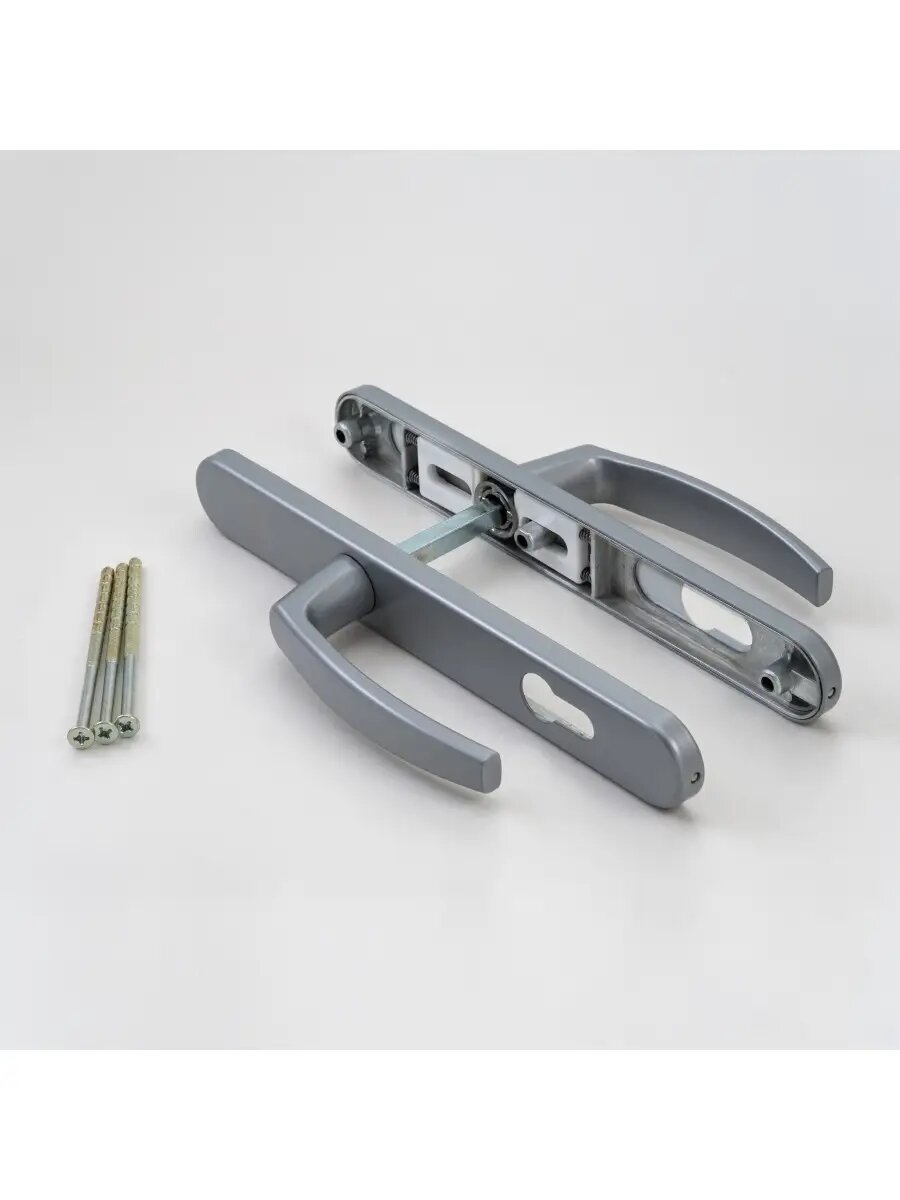 Ручка дверная REHAU CAMEA / нажимной гарнитур для ПВХ двери /серебро