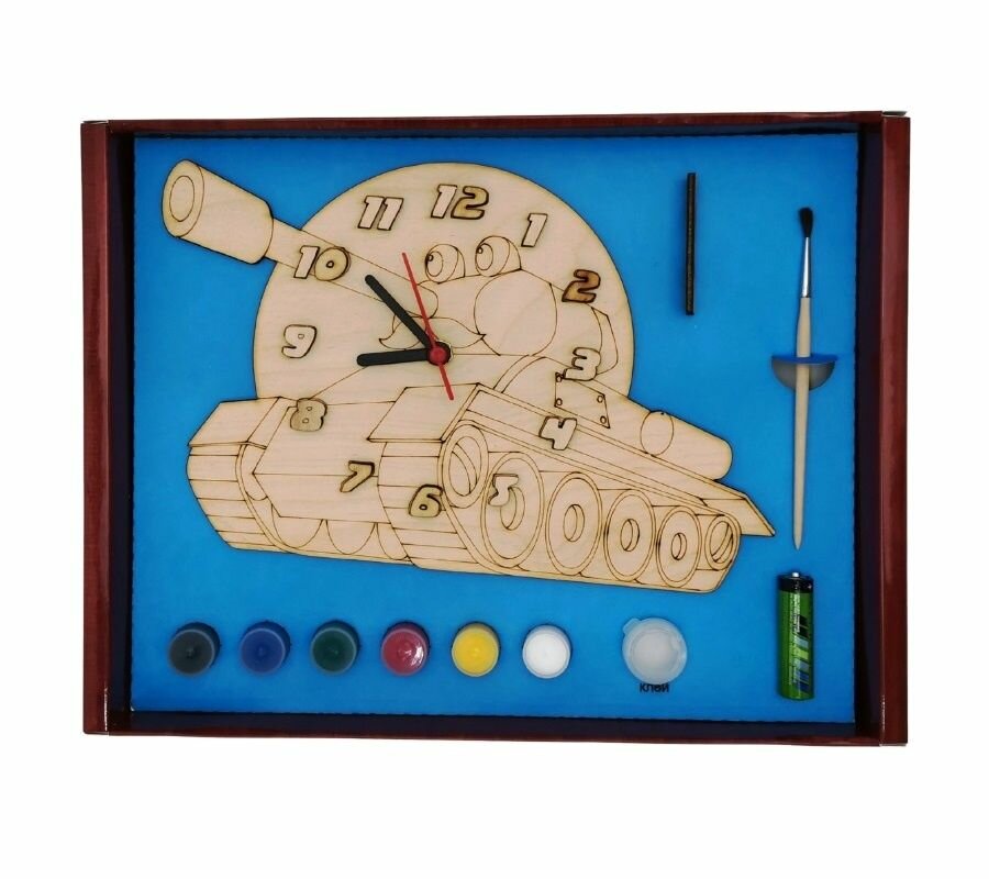 Набор для росписи Нескучные игры Часы "Танк" с циферблатом, с красками (УТ0041479)