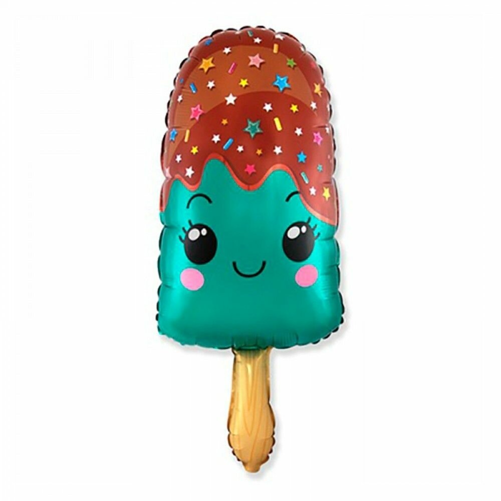 Воздушный шар Веселая затея "Мороженое Эскимо бирюзовое", фигура, фольгированный