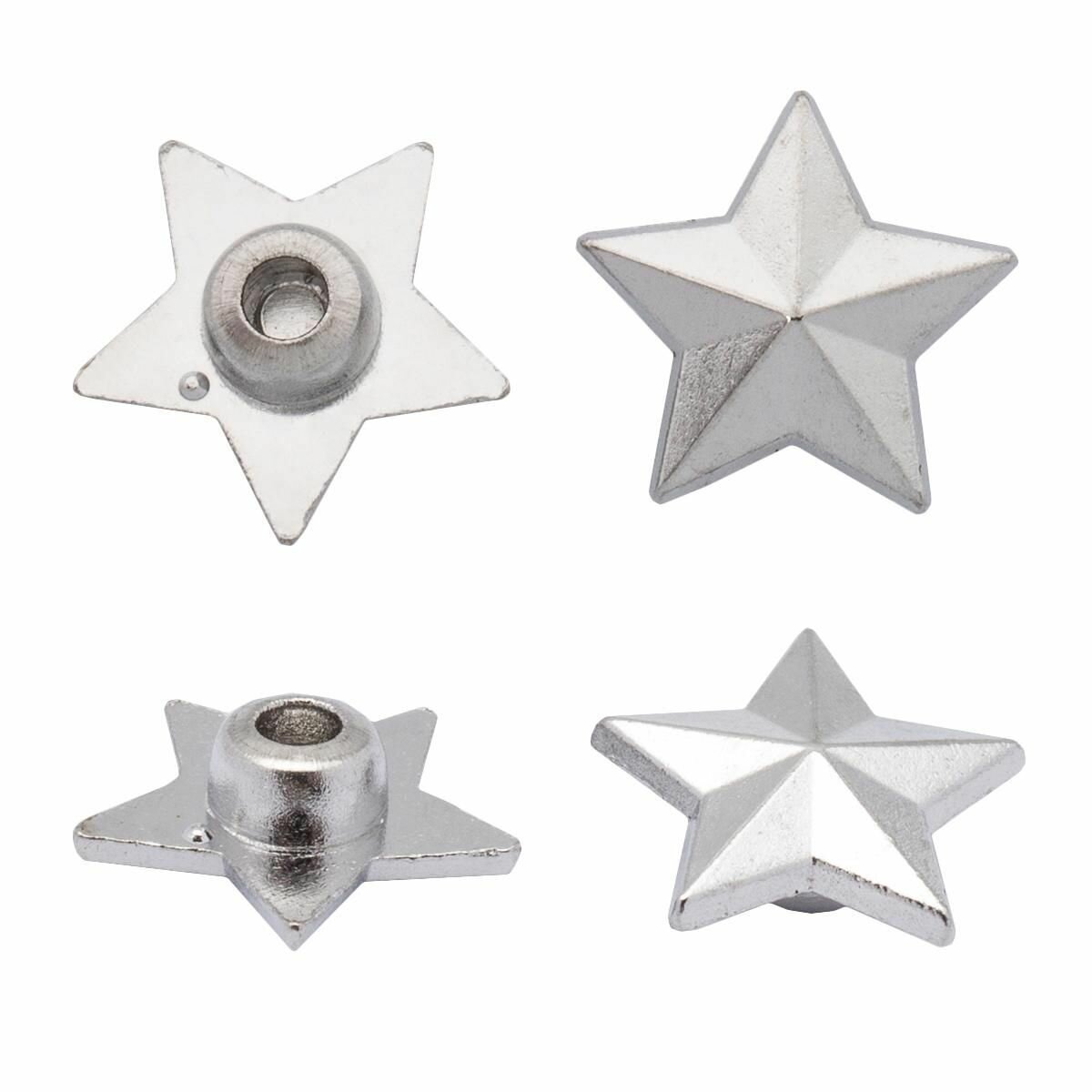 Хольнитен джинсовый BIG D 12 мм, "Звезда" цветной металл без гвоздя, никель, 50 шт (69100)