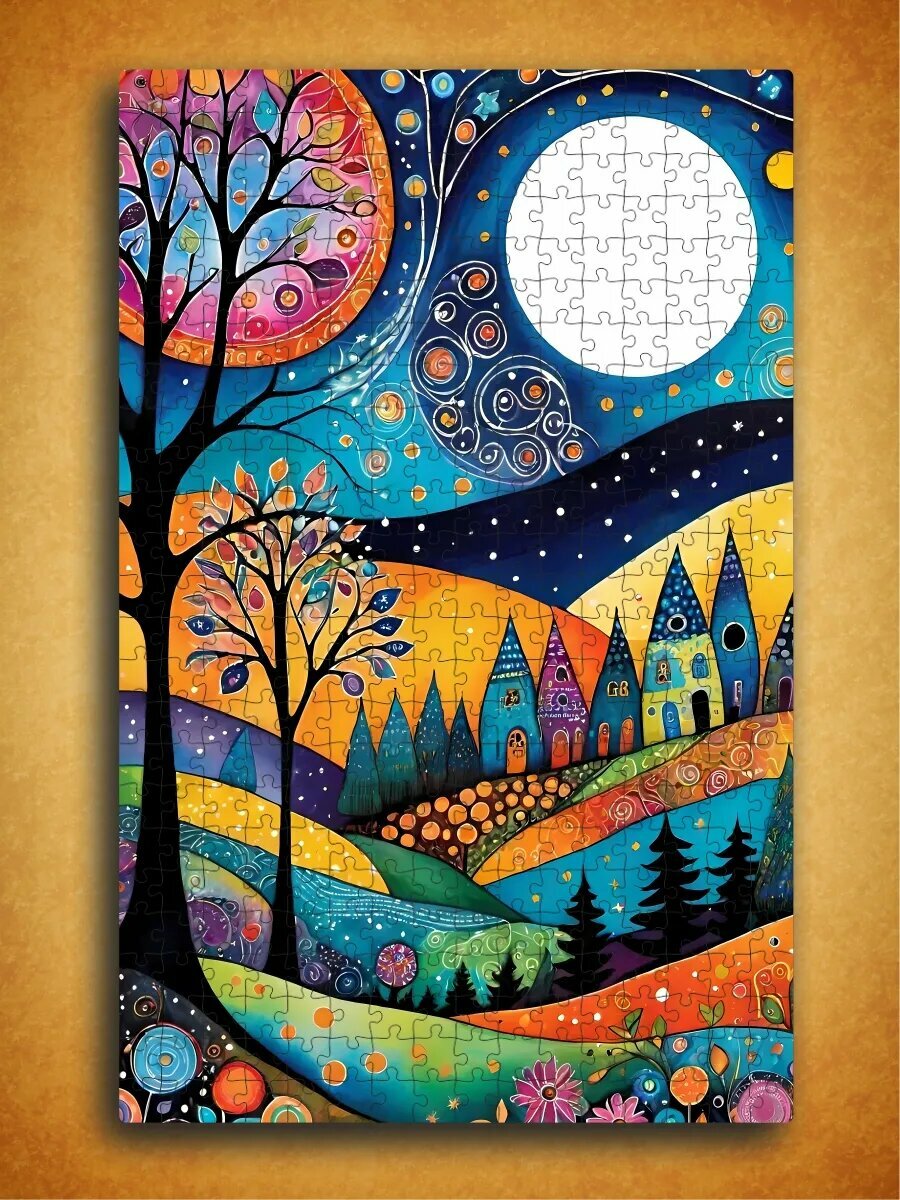 Деревянный пазл в подарок "Белое солнце"