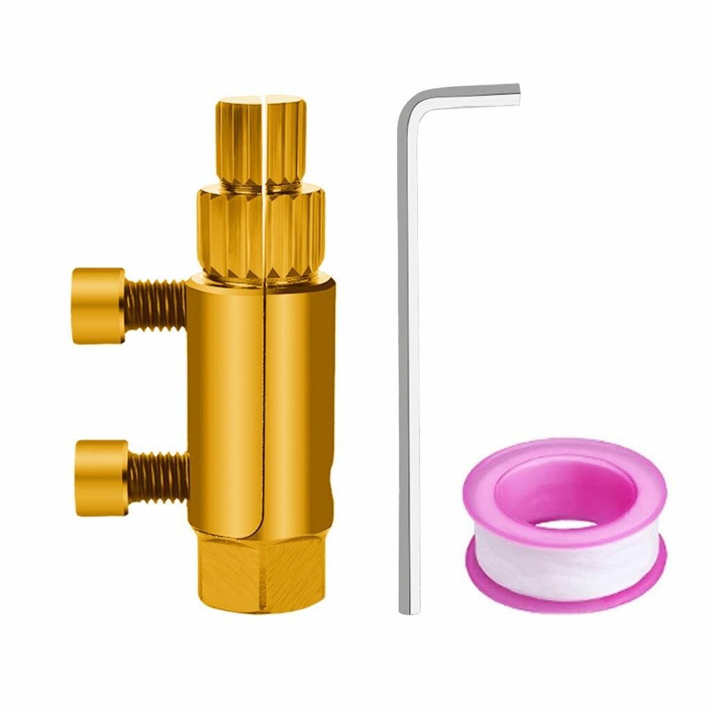 Угловой клапан крана с экстрактором оборванной проволоки необработанной лентой золотого цвета