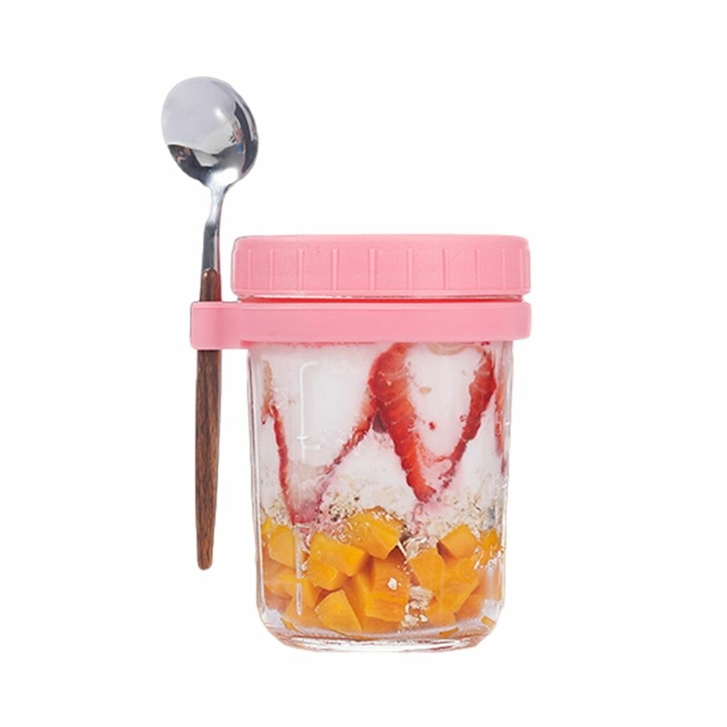 Уникальные Стеклянные Банки для Овсяных Хлопьев объемом 350/600 Мл С Крышкой И Ложкой Идеально Подходят Для Приготовления Хлопьев, Йогуртов Салатов