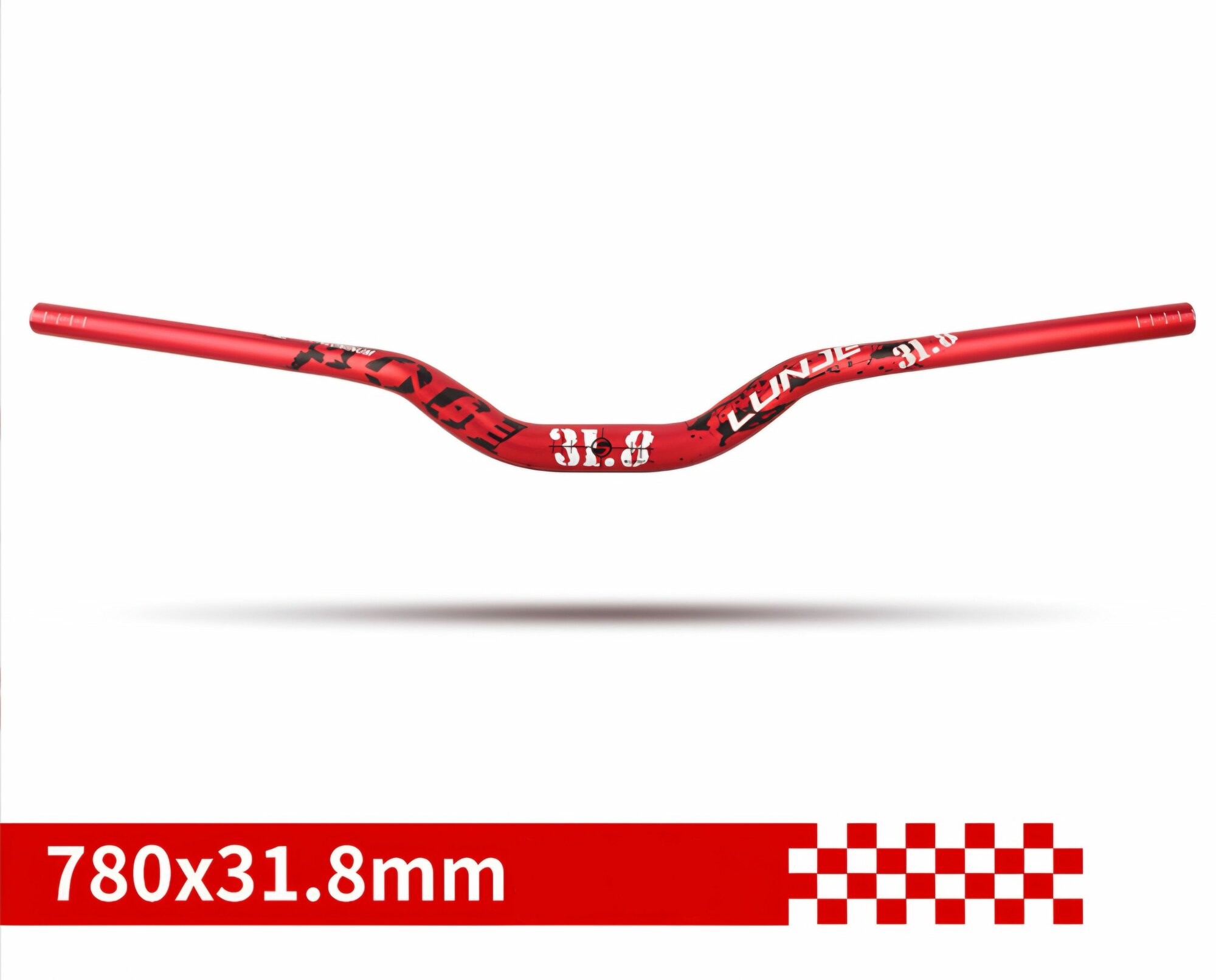 Руль LUNJE 31.8мм/780мм/50мм изогнутый красный
