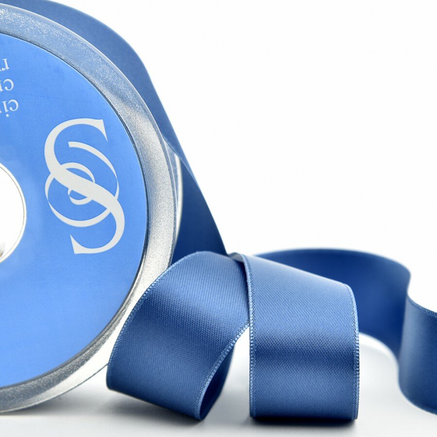 Лента атласная двусторонняя SAFISA, 11 мм, 25 м, цвет 95, сине-серый