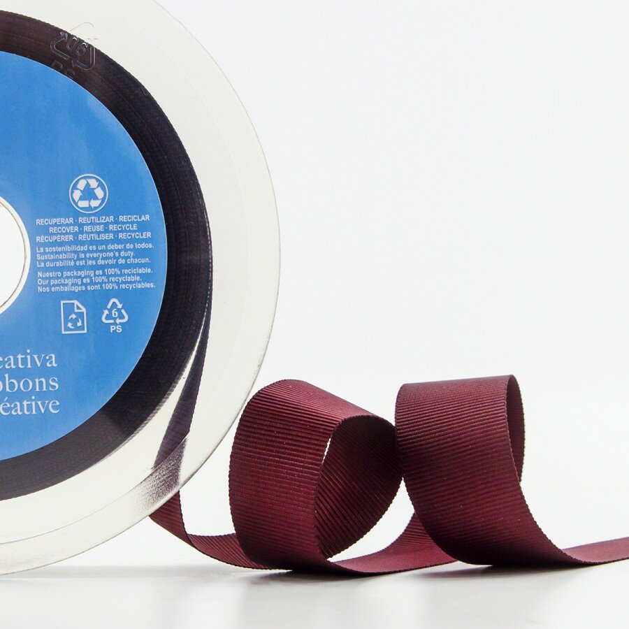 Лента репсовая SAFISA, 25 мм, 25 м, цвет 30 бордовый
