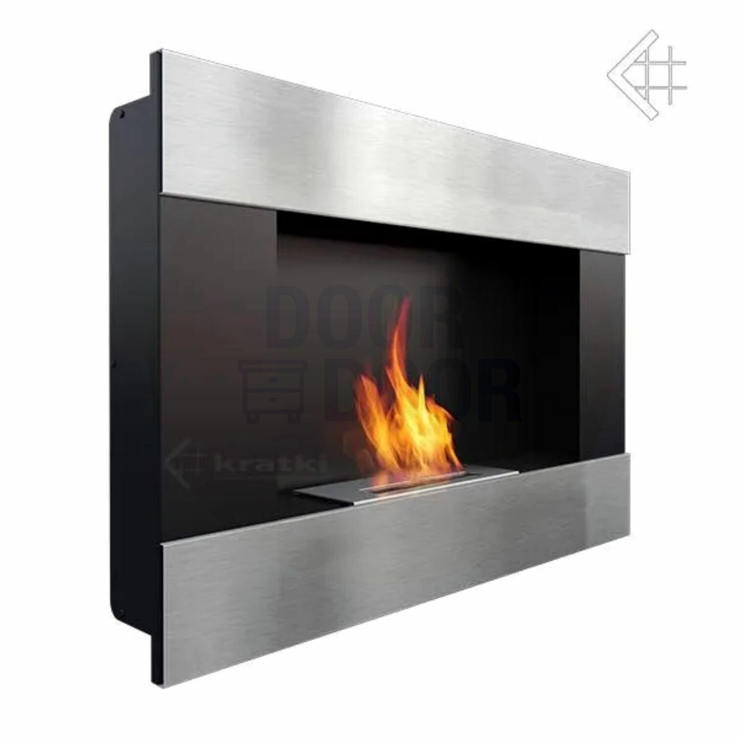 Биокамин Kratki BRAVO стальной, Металл, черный, 90x65,2x19,8 см.