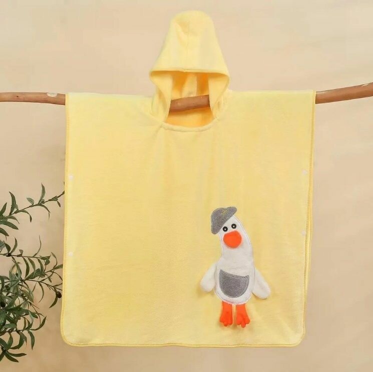 Накидка детская с капюшоном, пончо, уголок, конверт детский для душа Утенок