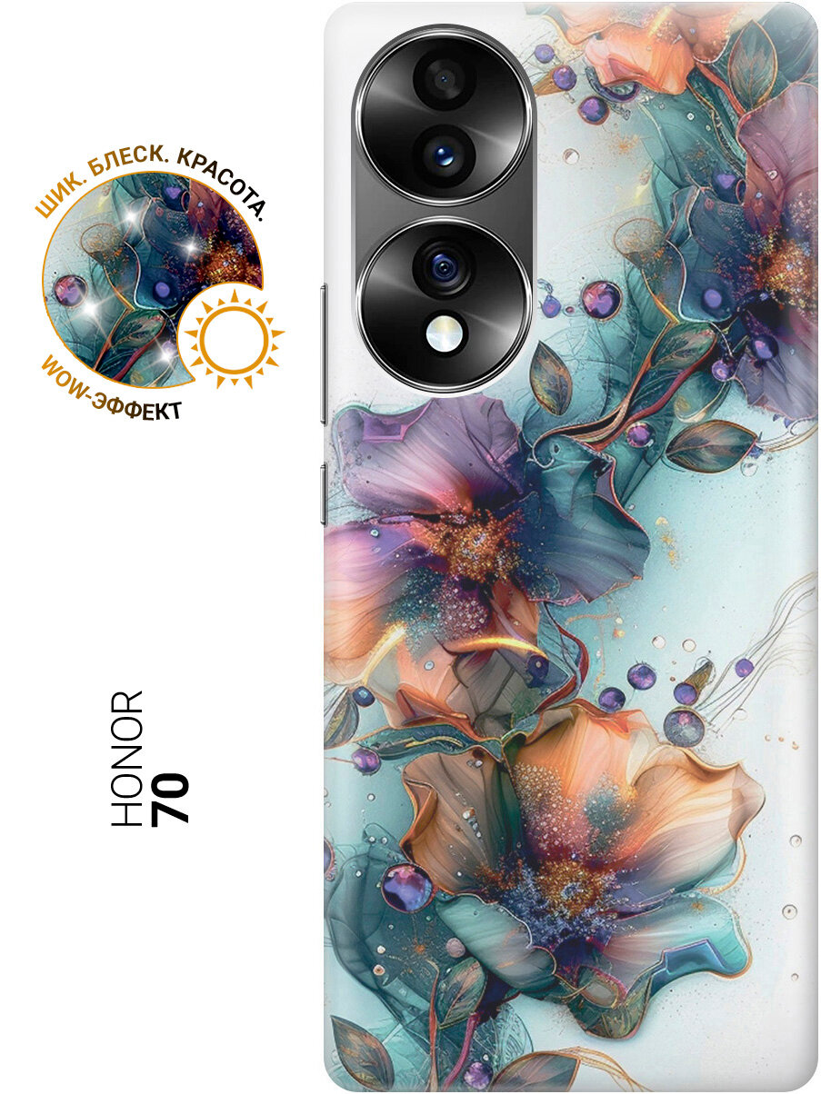Силиконовый чехол на Honor 70 с принтом "Мистические цветы"