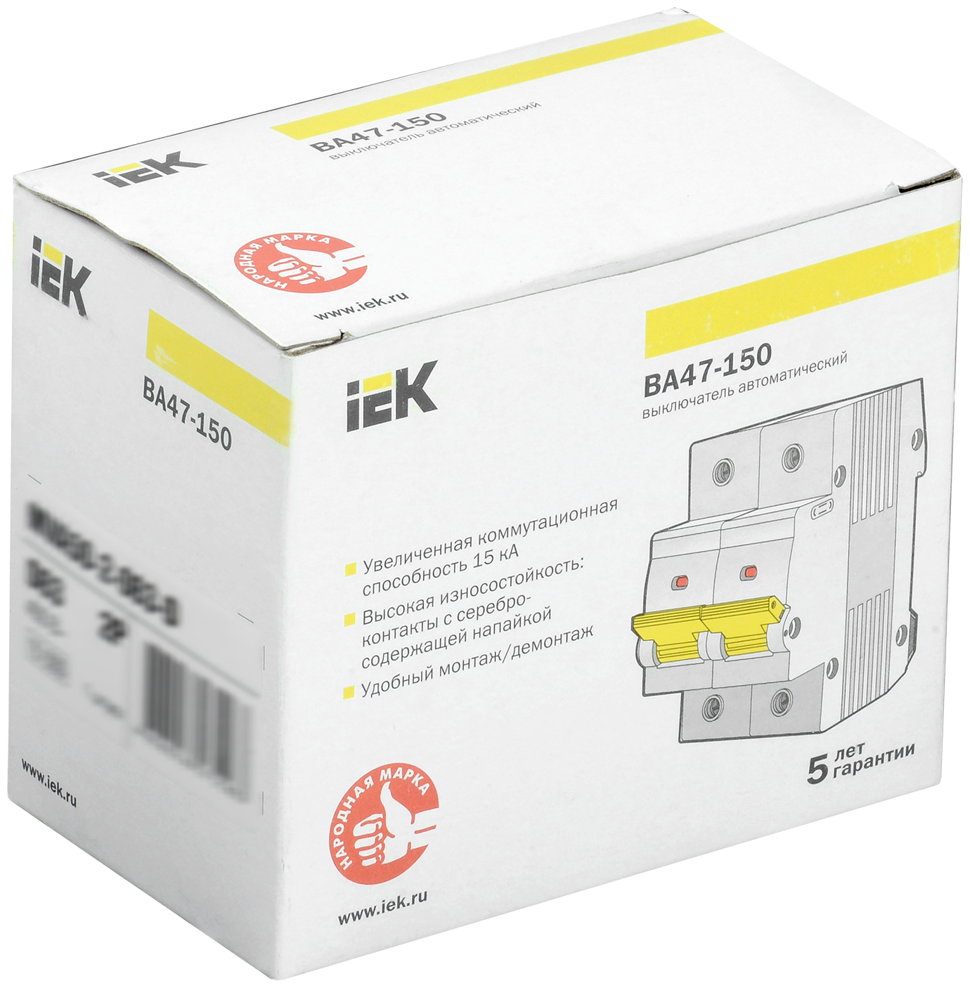 Автоматический выключатель ИЭК ВА 47-150 2Р 100А 15кА характеристика С (автомат электрический) MVA50-2-100-C