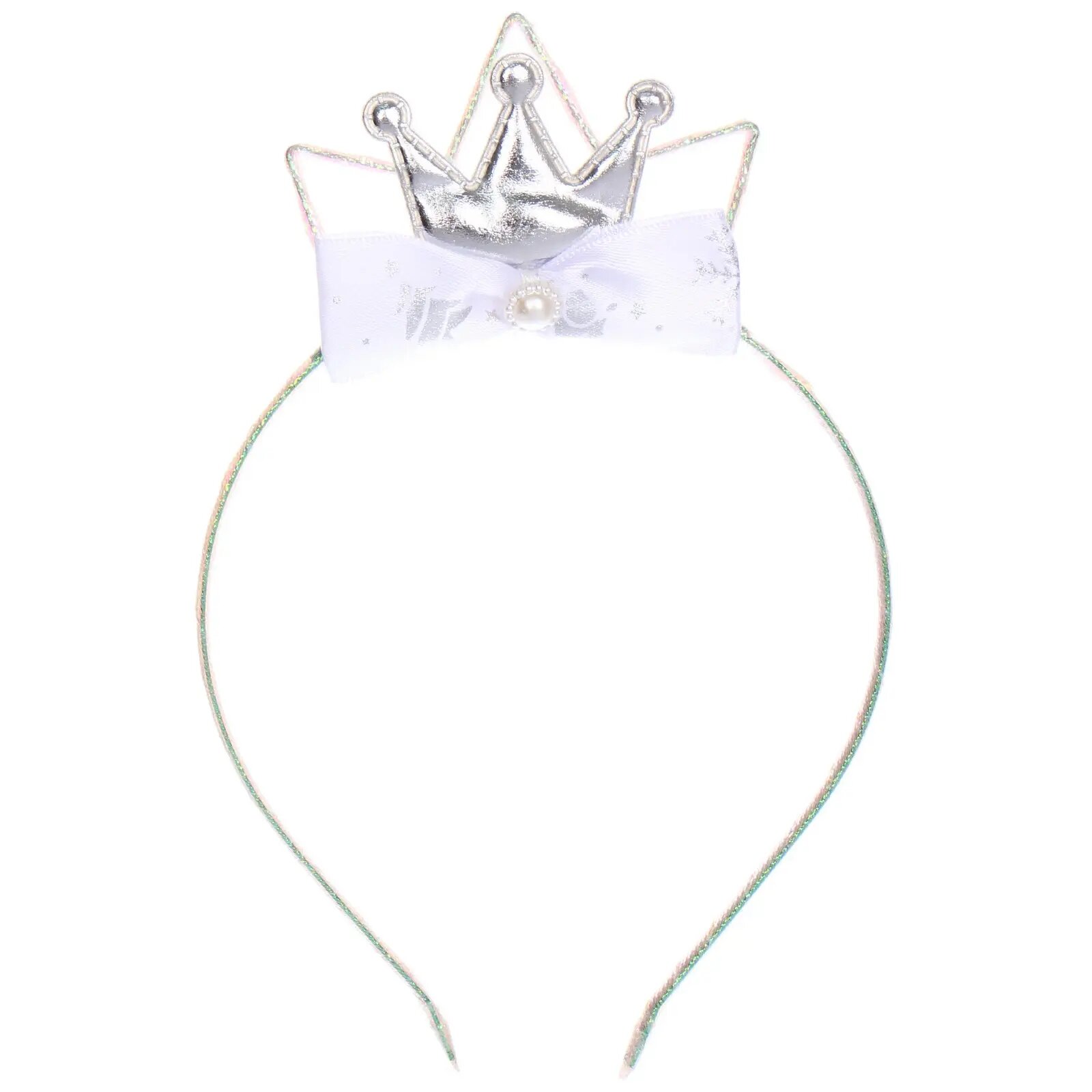 Ободок «Королевский бант» 18 см, серебристый, для детских праздников