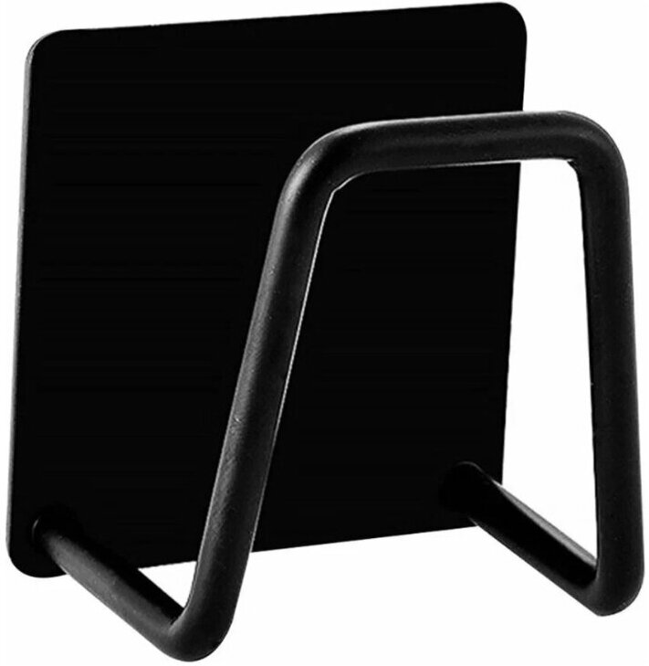 Держатель кухонный для губки на раковину мойку, крючок настенный самоклеящийся, подставка органайзер черный