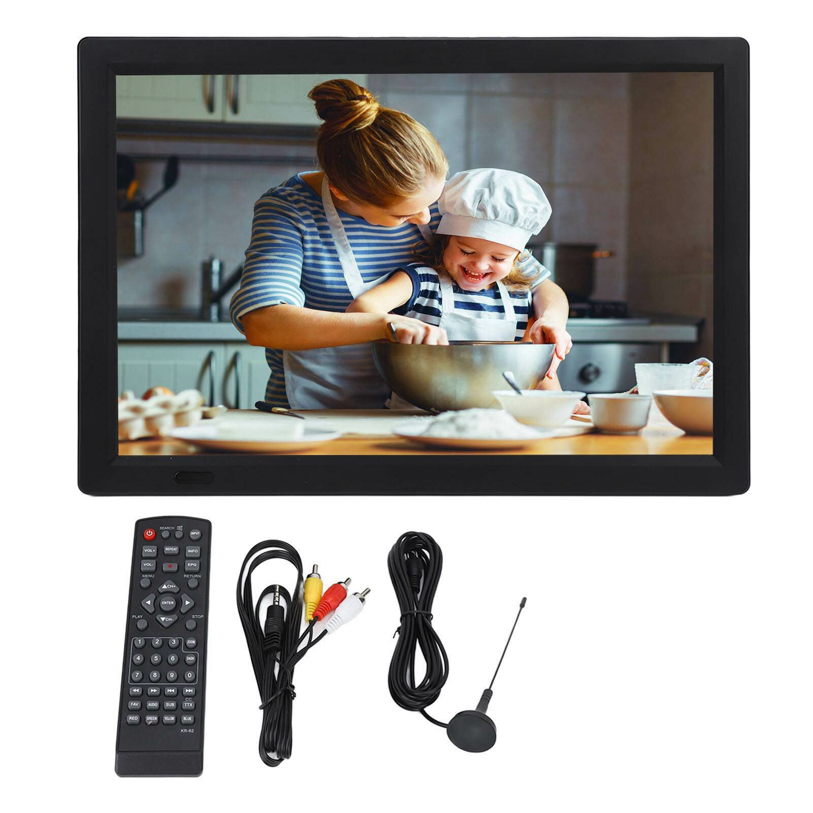 14-дюймовый портативный светодиодный телевизор со встроенным тюнером Портативный широкоэкранный ЖК-дисплей с подставкой, вилка стандарта Великобритании, 110 220 В
