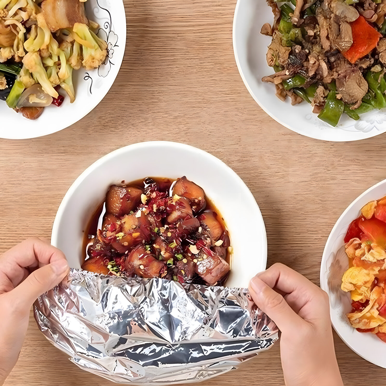 Пищевая многоразовая фольга для посуды универсальная крышка на тарелки! Сохраняет тепло