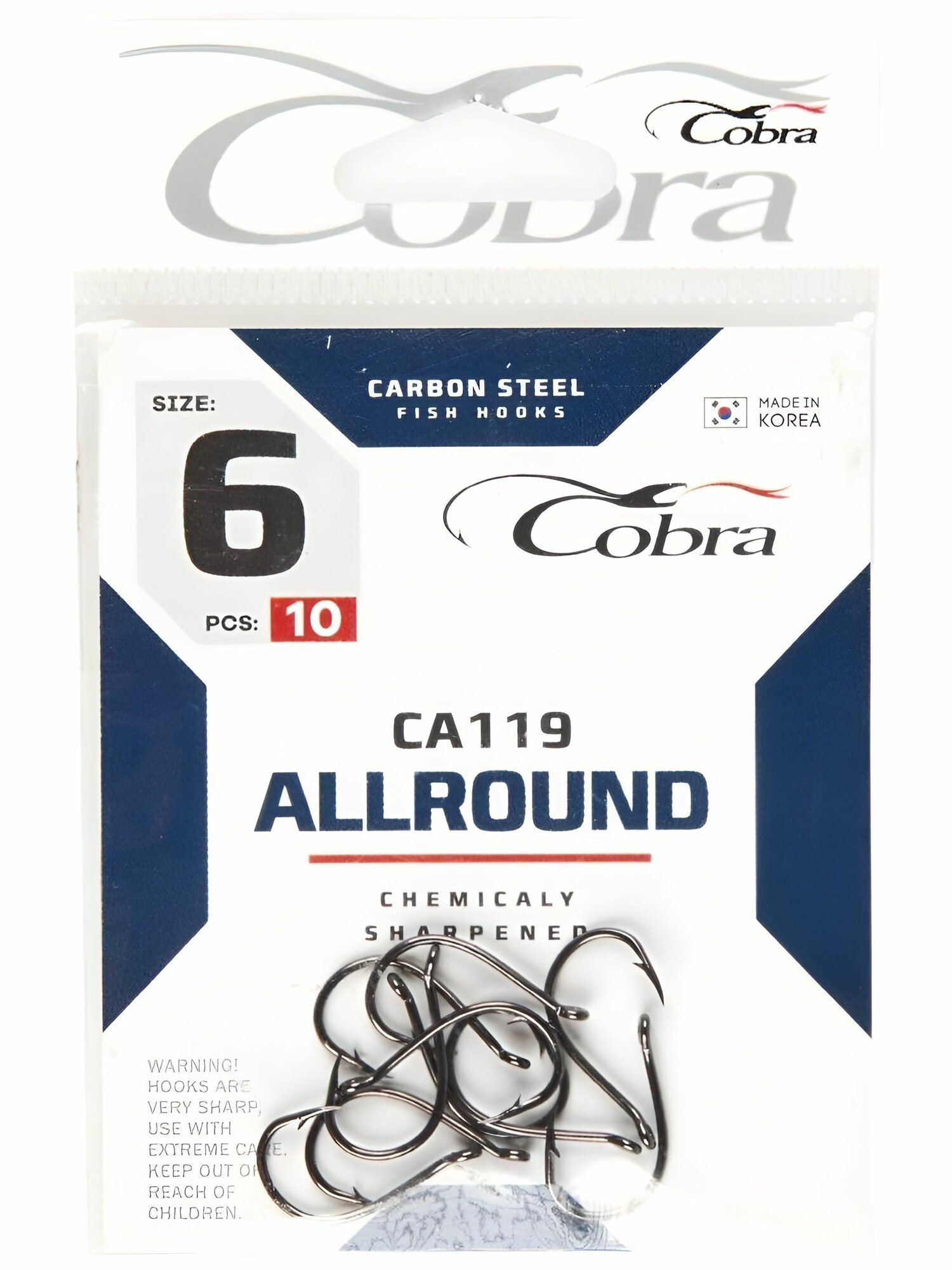 Крючки Cobra Allround HINNU CA119, разм. 6, одинарные , 10шт.