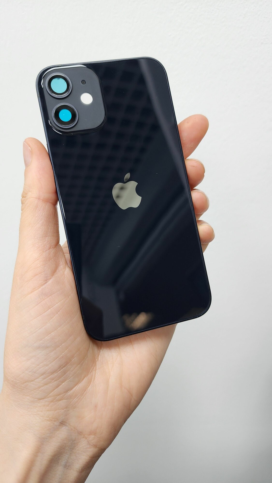 Корпус iPhone 12 Mini , черный , Премиум, стекло + металл
