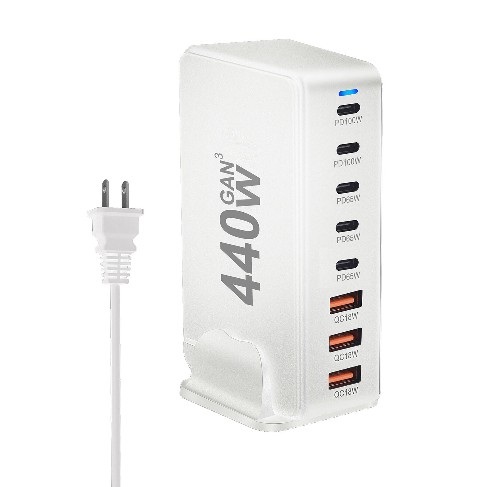 Зарядная станция-концентратор мощностью 440 Вт, 8 портов, USB-C, зарядный блок, GaN3, быстрая зарядка, многофункциональные настольные зарядные устройства для мобильных телефонов/ноутбуков