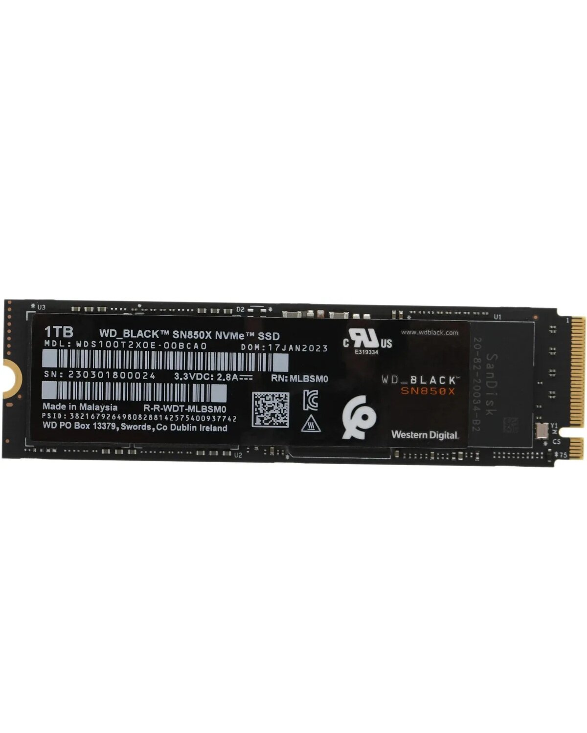 Накопитель SSD Western Digital WDS100T2X0E М.2 2280, 1000ГБ, 3 бит MLC, TLC 3D NAND, TLC, PCIe 4.0 x4