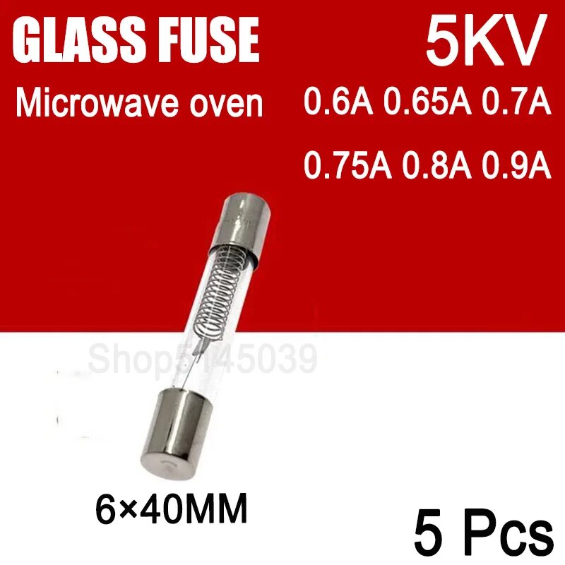 Стеклянные предохранители для микроволновой печи 5 шт. 0.9A
