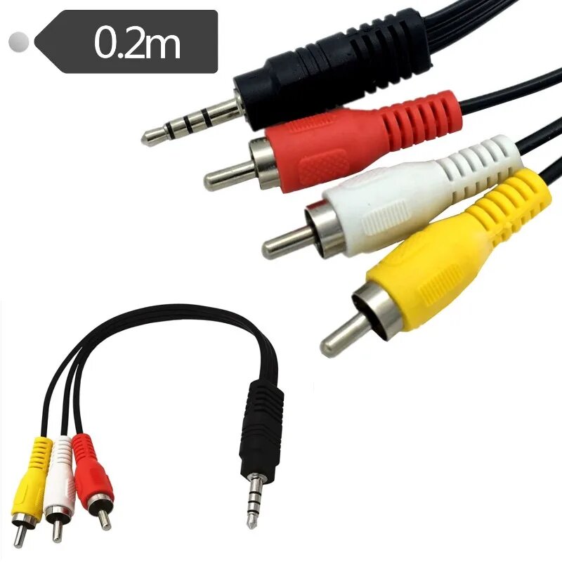 Три головы лотоса, одна точка, три AV-аудио и видеокабеля, 4-полюсный аудио- и видеокабель от 3,5 мм до 3RCA, ТВ-приставка