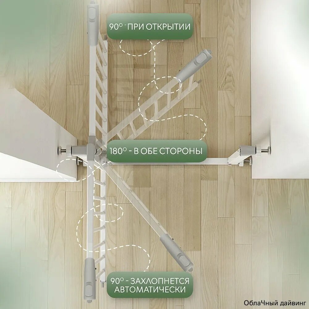 Защитный барьер калитка детский для проемов и лестниц, ворота безопасности белые CINLANKIDS