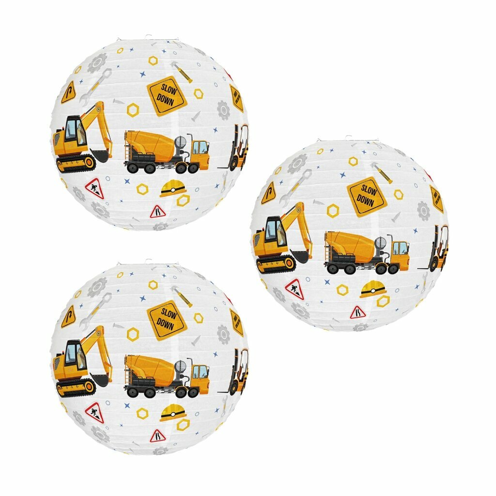 Подвесное украшение из бумажной лампы в строительной тематике для дня рождения мальчика