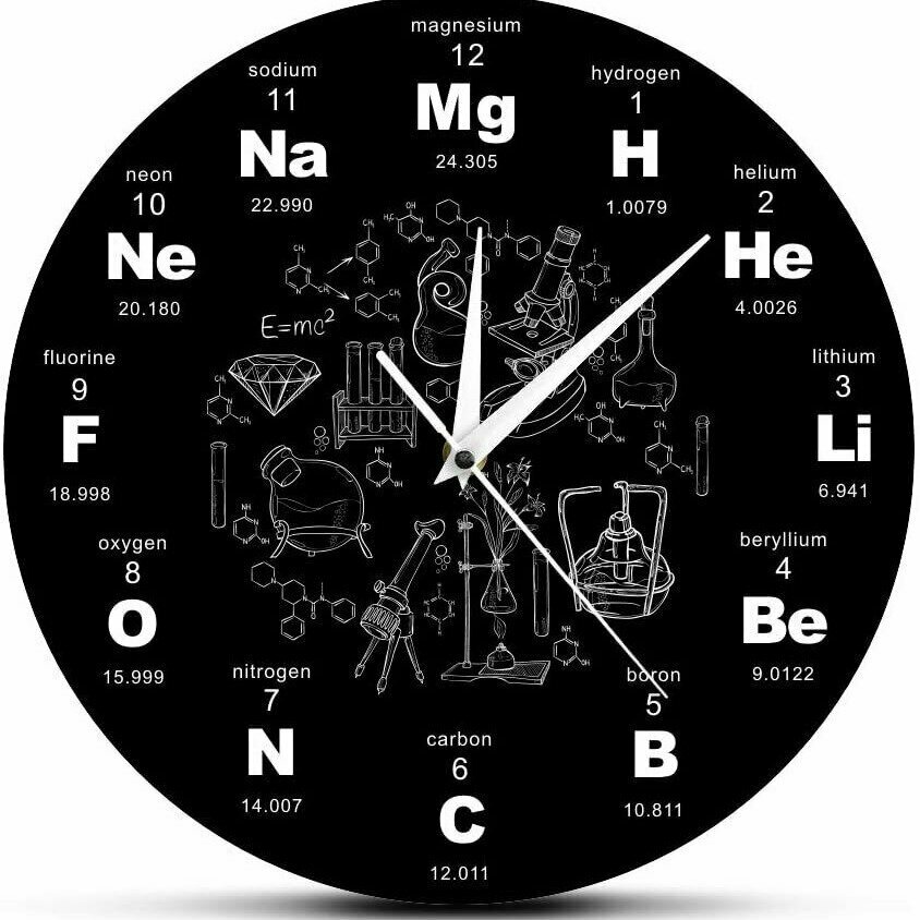 Настенные часы с тематикой «Наука и математика» | Дизайн с креативными элементами и формулами | Бесшумные часы без тиканья | 12 дюймов | Идеально подходит для школы, класса и домашнего офиса