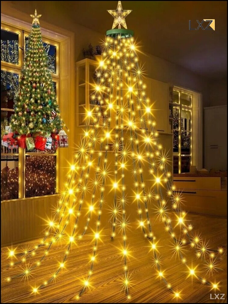 Эксклюзивная подвесная каскадная ель 3 метра с 300 светодиодами и звездой на вершине