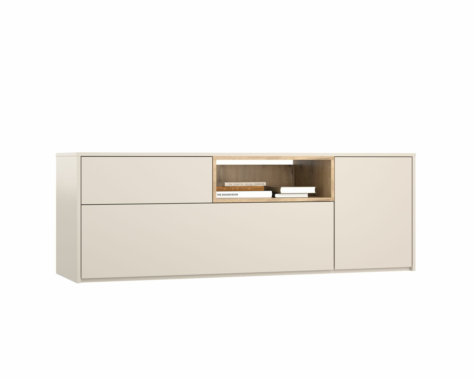 Тумба под ТВ с ящиками "Рокки 2" 160х55х45 Сатин / Дуб Крафт золотой