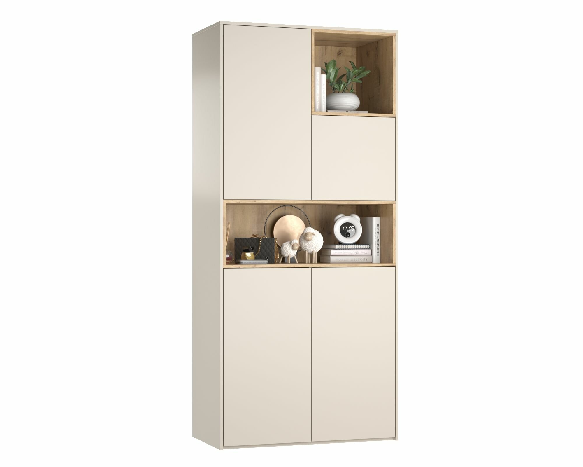 Шкаф распашной для одежды "Рокки 6" 100х220х52 Сатин / Дуб Крафт золотой