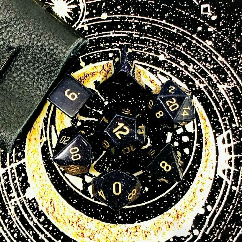 Baldur's Gate 3, DnD dice, кости из натуральных драгоценных камней, игральные кости "Подземелья и драконы", природный камень, 7 штук, синий песчаник.