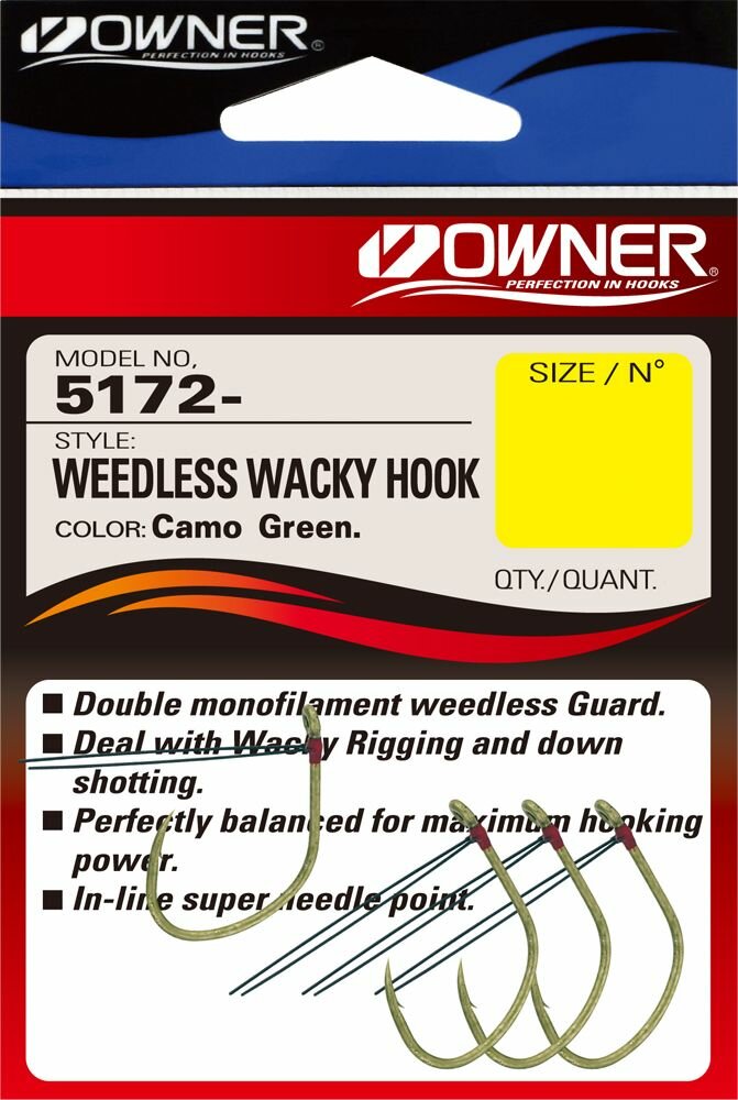 OWNER Крючок Weedless Wacky Hook green №1/0 4шт