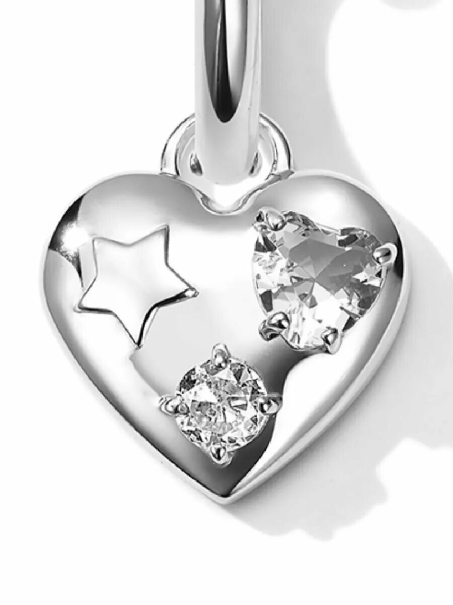 Шарм, серебро, 925 проба, родирование, фианит