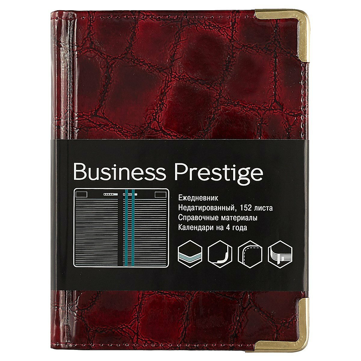 Ежедневник Listoff Prestige Grand croco бордовый, недатированный, А6