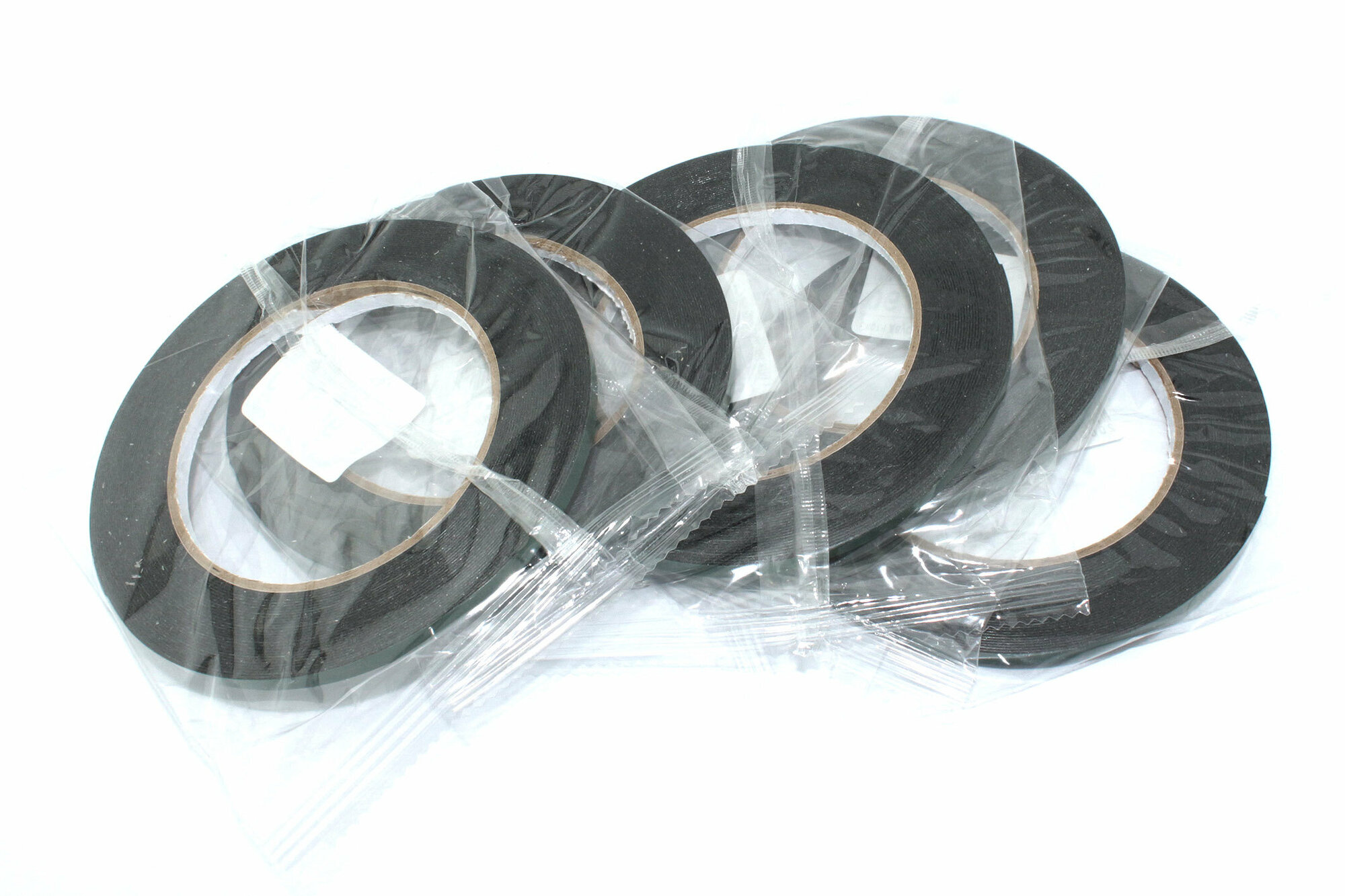 Скотч двусторонний черный вспененный с зеленой защитной лентой толщина 0,5мм ширина 5мм 10м 5 шт