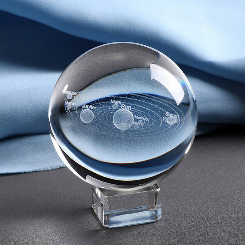 Beautifully crafted laser engraved solar system ball 3d planets sphere glass globe decor