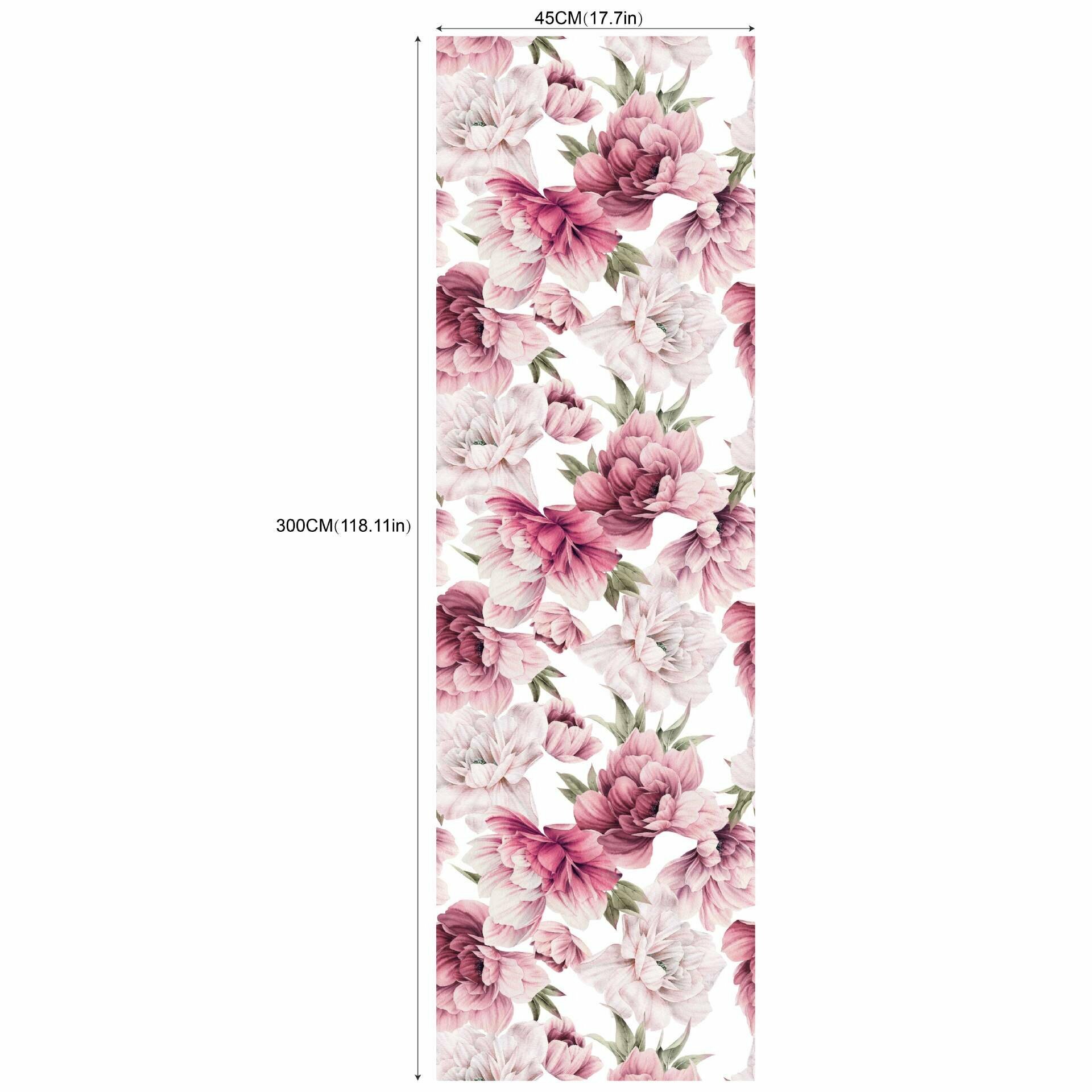 Виниловые обои Brangdy, акварельные цветы, розовый, белый, зеленый 300*50cm