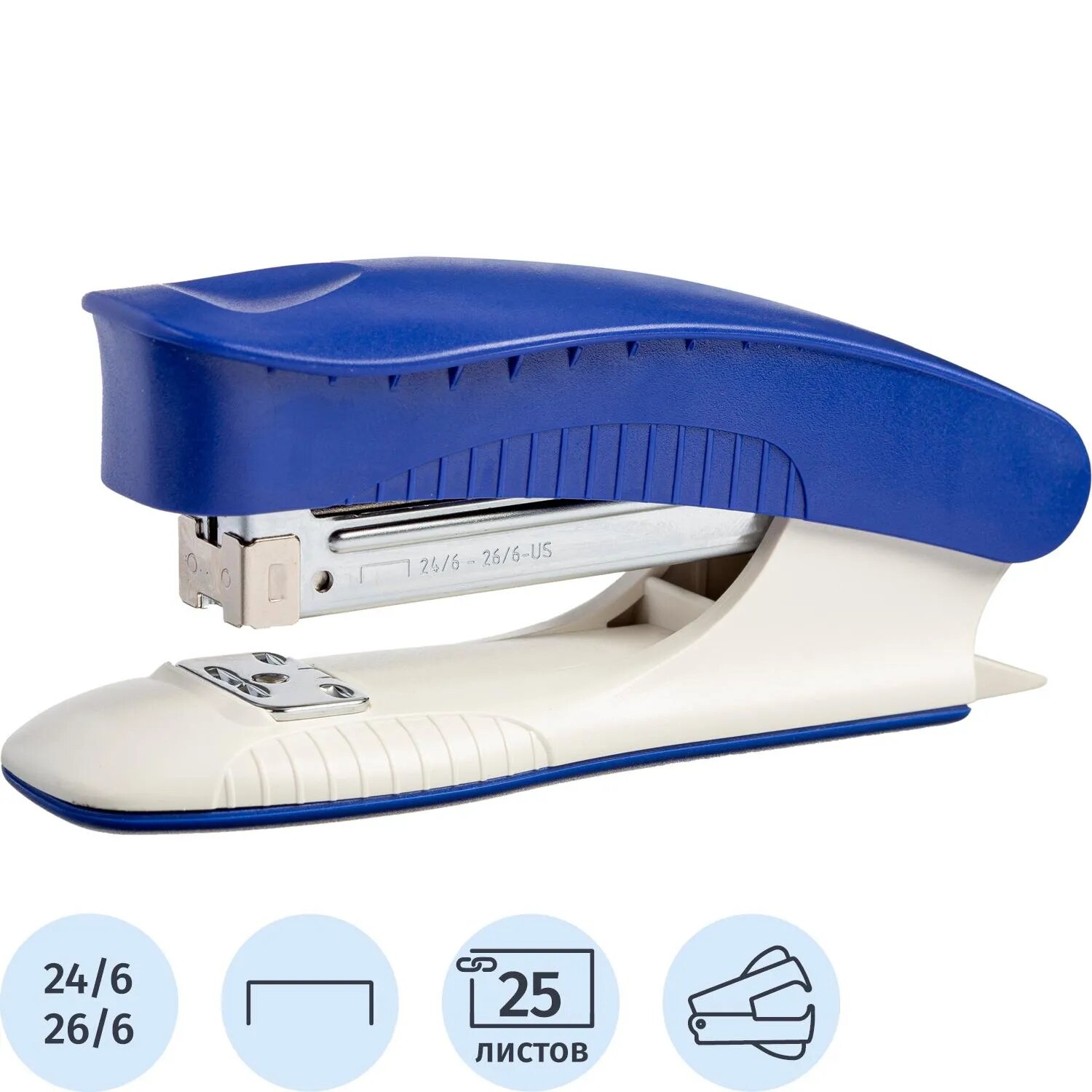 Степлер Комус PSBL2425 (№24/6-26/6) до 25 лист, пластик, синий