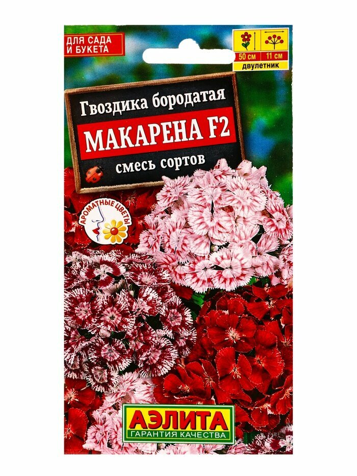 Семена цветов Гвоздика Макарена F2, смесь сортов Дв, Ц/П,0,1 г 10945427