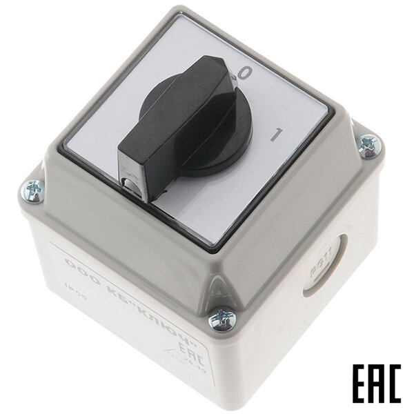 Выключатель кулачковый 4G20-90PK 20А 2 положения (0-1) 1 направление в корпусе IP55 Апатор