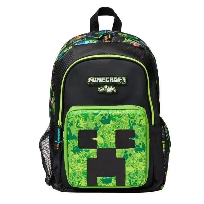 Сумка-ранец Smiggle Minecraft с карикатурами, молнией, поддержкой спины для учеников 3-6 классов, эргономичная, прочная