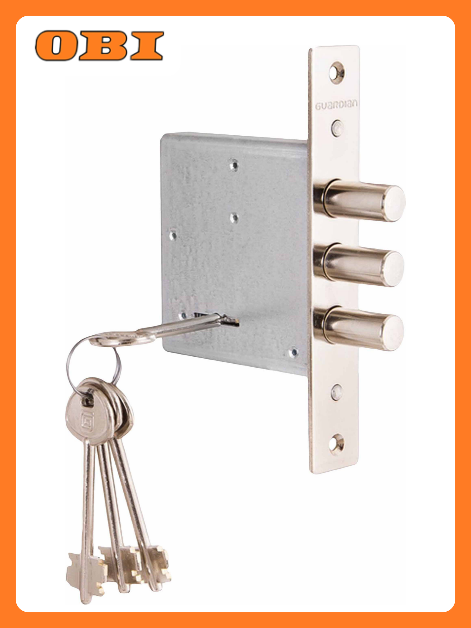 Замок дверной Гардиан 10.01, врезной, сувальдный, серебристый