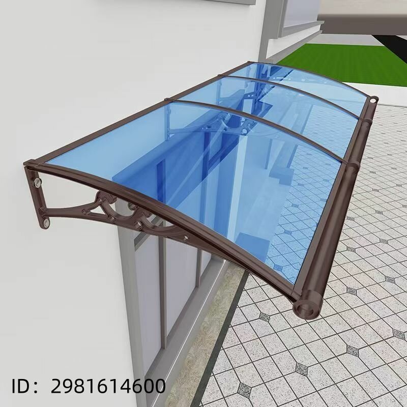 Навес для крыльца, 60*200 см, подходит для дверей/окон, черный кронштейн, коричневая поликарбонатная доска