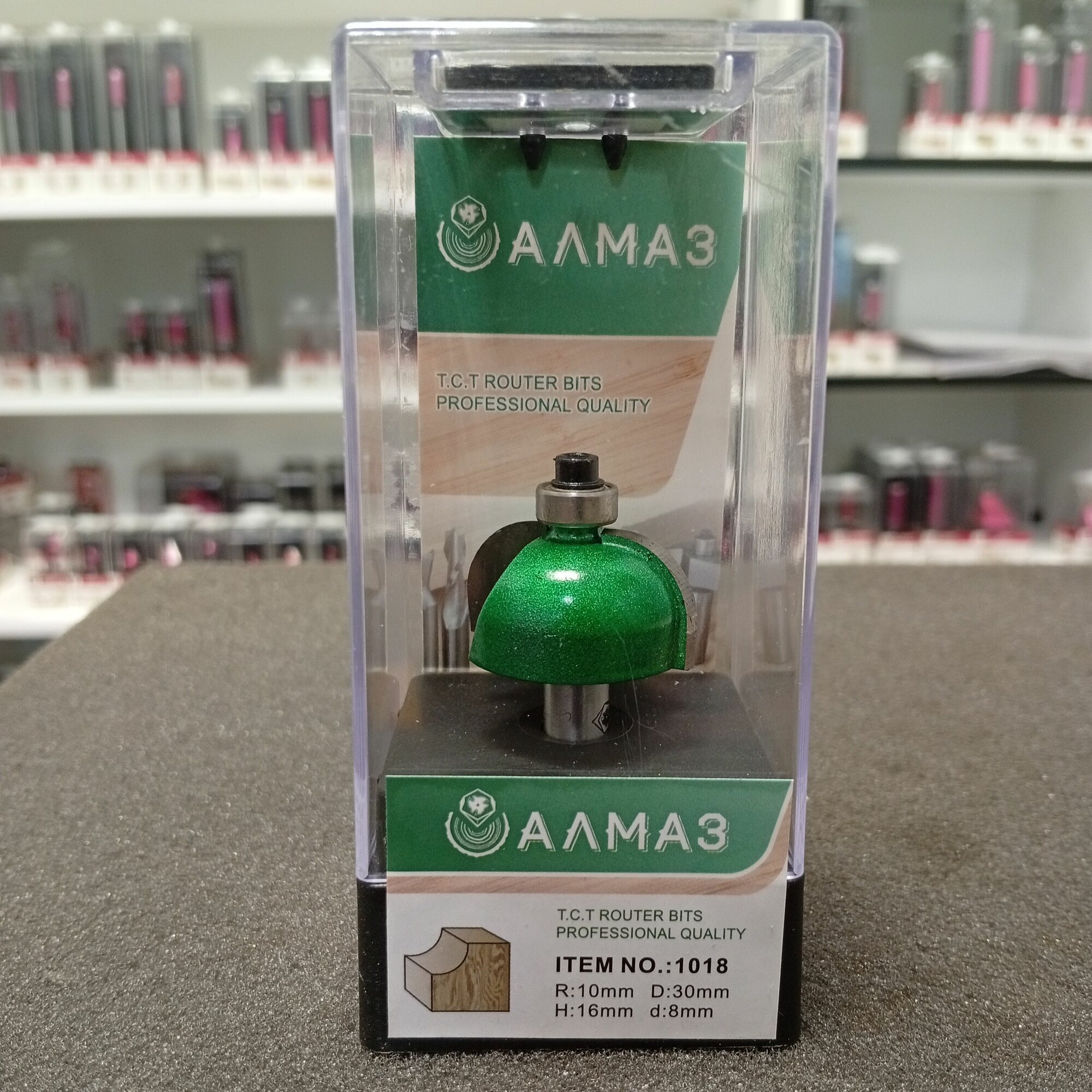 Фреза кромочная галтельная R:10 mm алмаз 1018 D:33mm I:13 mm d:8mm