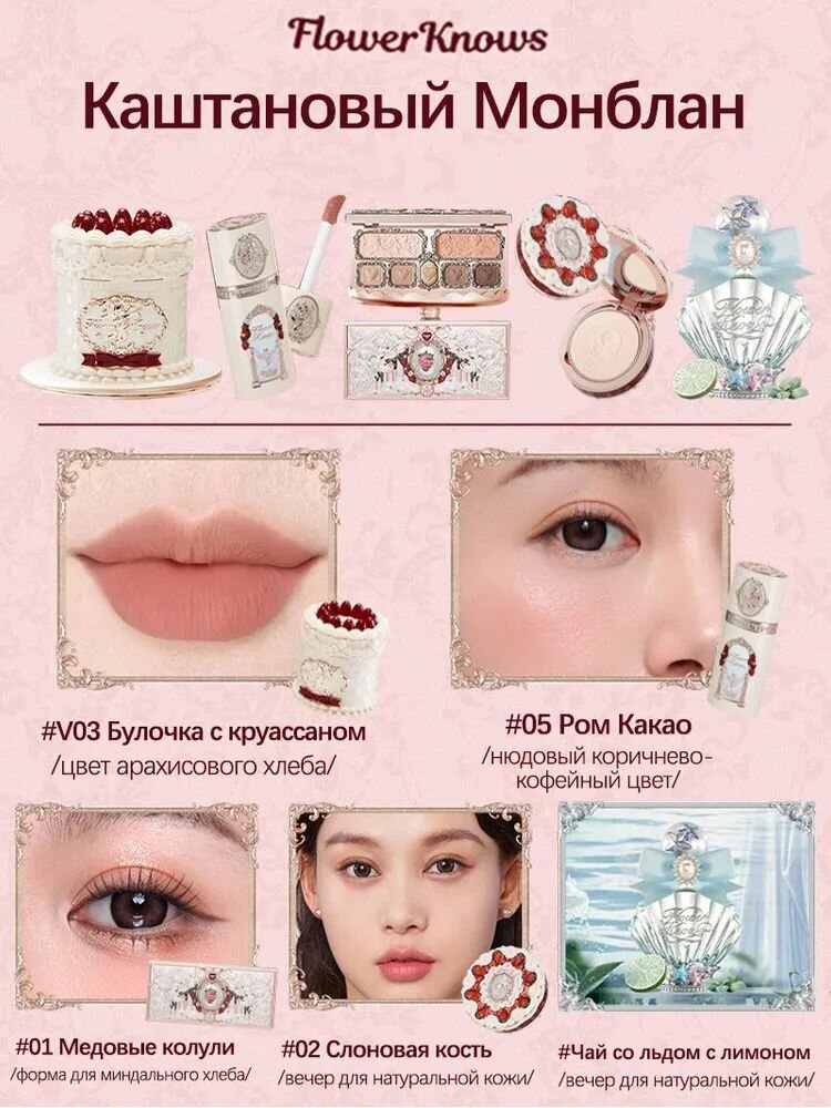 Подарочная коробка для макияжа Flower Knows, Strawberry Cupid Sweetheart Series, Серия Клубничный Купидон Милая