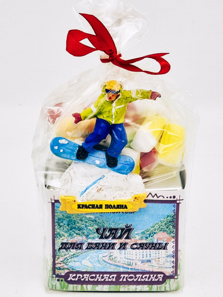 Краснополянский чай "для сауны и бани" 40гр +парварда 50гр Красная поляна с магнитом сноубордист 1