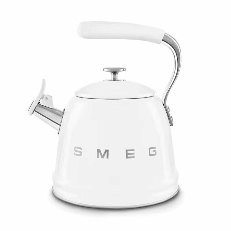 Чайник SMEG CKLW2001PK, белое, со свистком, нержавеющая сталь, 2,3 л